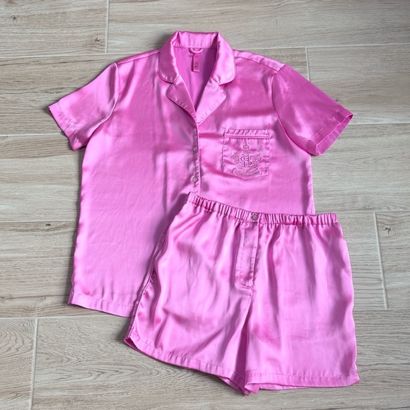 SKIMS | Intimates & Sleepwear | Skims Pink Satin Hotel Shine Pajama Set ...